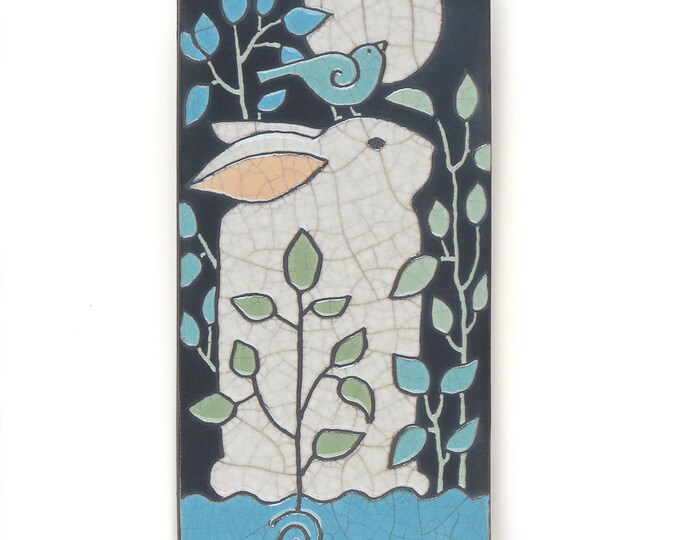 Rabbit Bunny and Bird4x8 Raku Fired Art Tilehandmade - Etsy