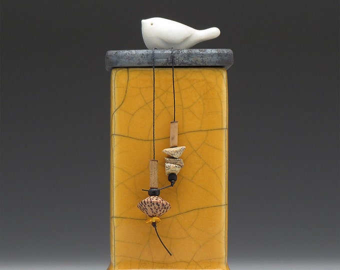 Bird Box, Yellow Gold, Ceramic Raku Fired Box, Handmade Treasure Box ...