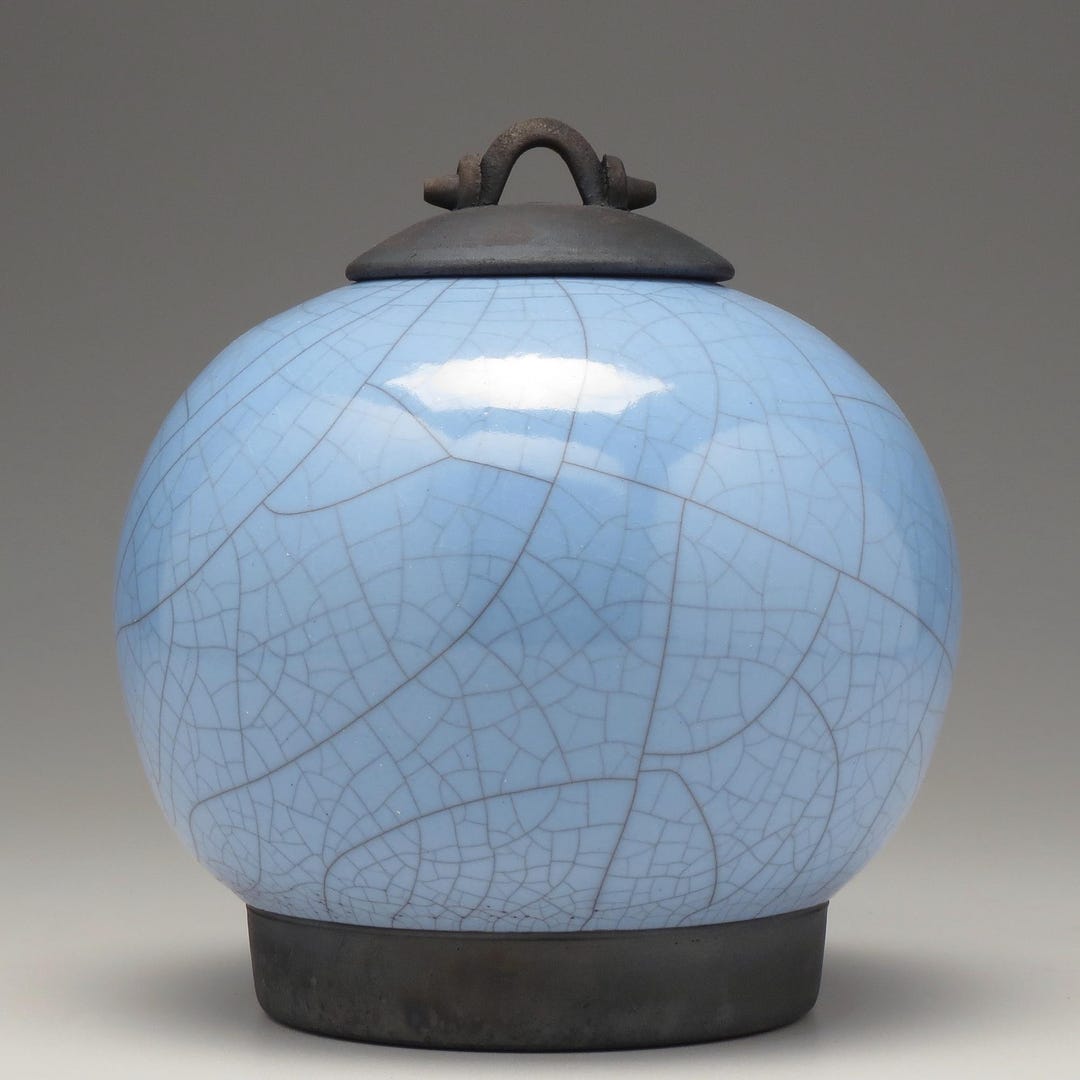 Ceramic Jar With Lid, Raku Jar, Light Blue, Handmade, Home Decor, Art ...