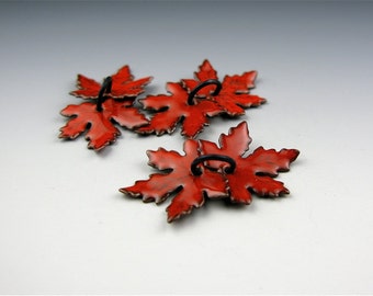Enameled Small Maple Leaves / Autumn Enamel / Made to Order | Etsy