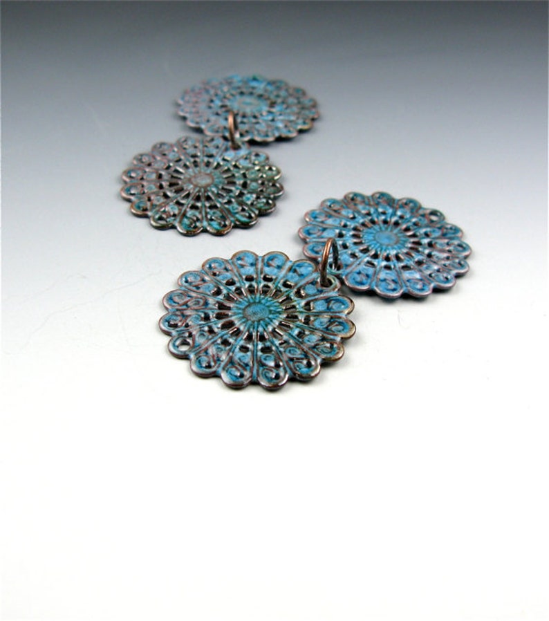 Enameled Round Filigree / Aqua Enamel / Made to Order - Etsy
