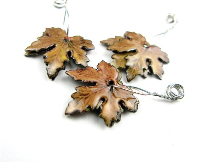 One Enameled Maple Leaf Pair / Peach Raspberry Enamel Lot 9 - Etsy