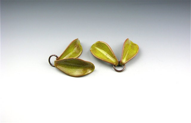 Enameled Petals / Bitter Green Enamel / Made to Order - Etsy