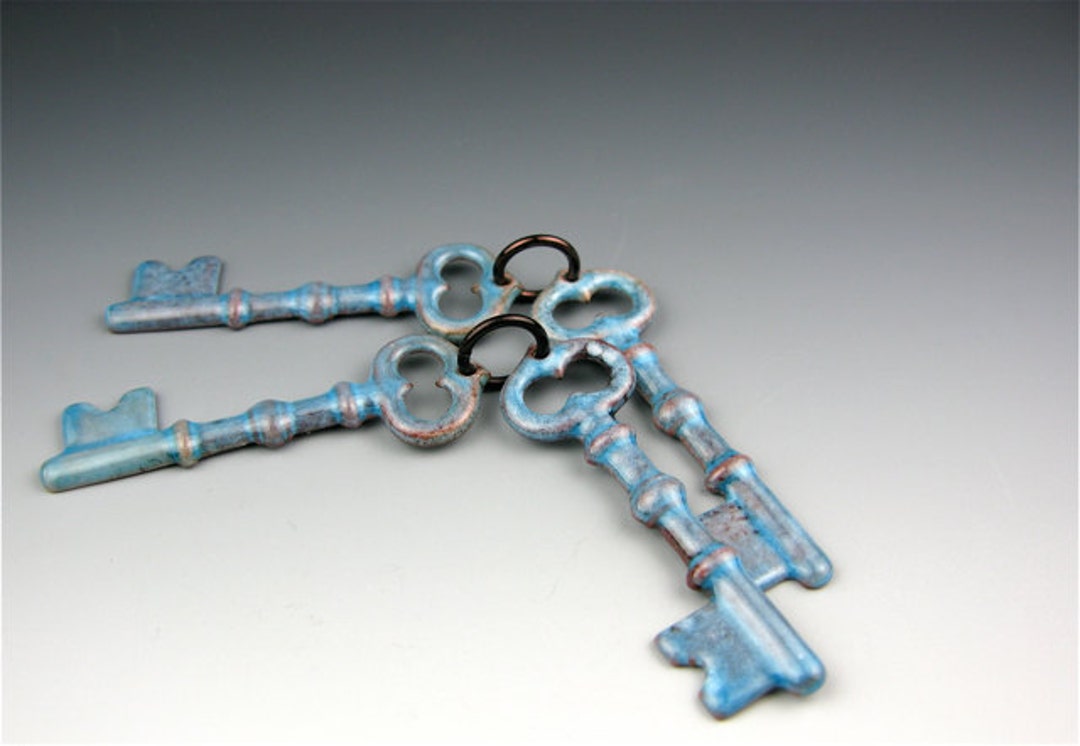 Enameled Keys / Aqua Enamel / Made to Order - Etsy