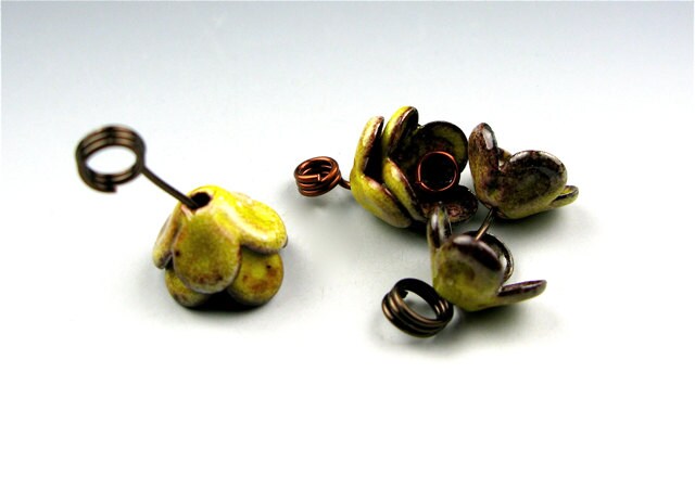Enameled Alpine Bud Caps / Yellow Enamel / Made to Order - Etsy