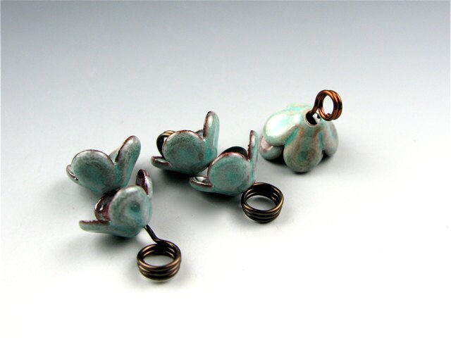 Enameled Alpine Bud Caps / Peppermint Enamel / Made to Order - Etsy