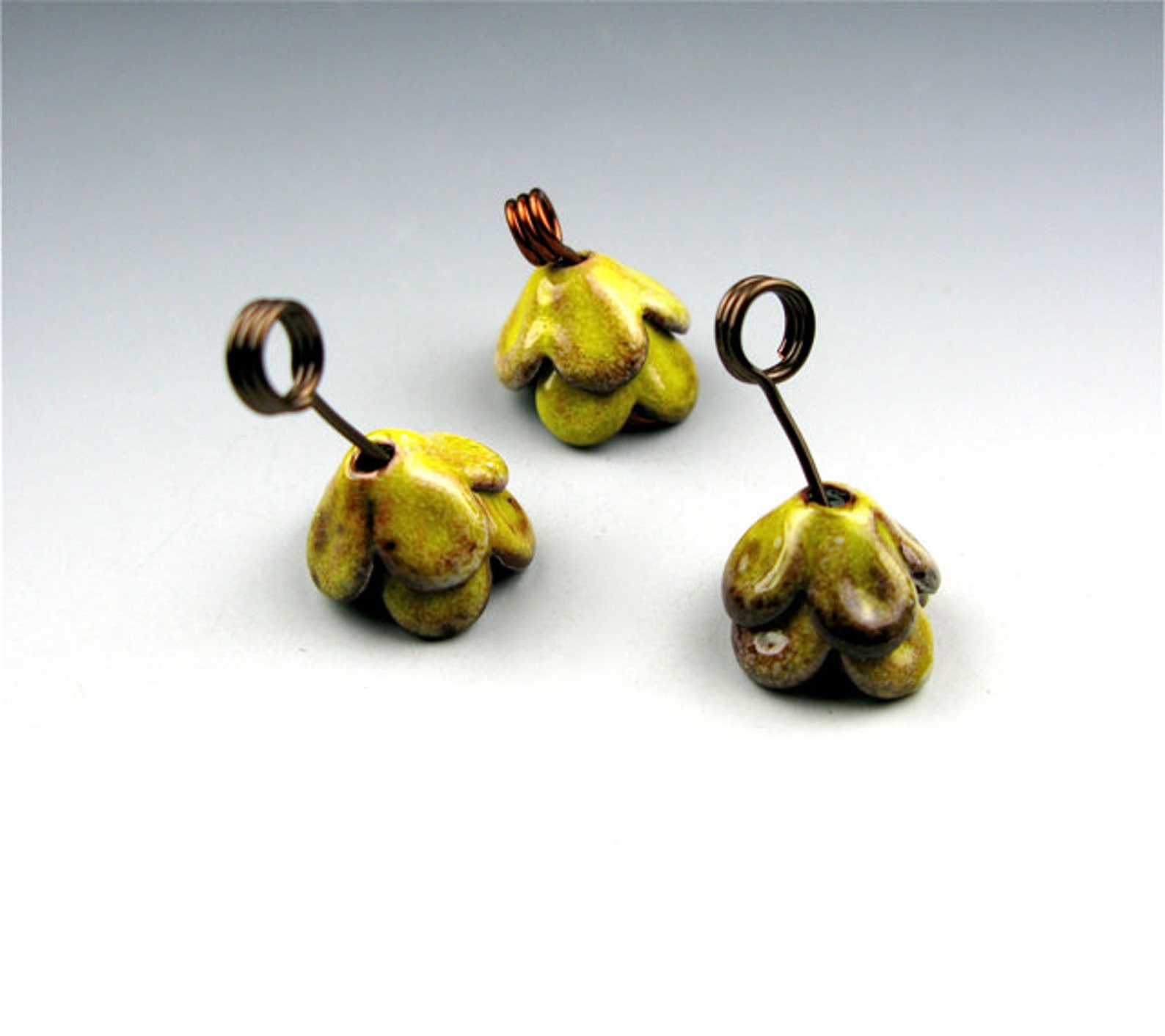 Enameled Alpine Bud Caps / Yellow Enamel / Made to Order - Etsy