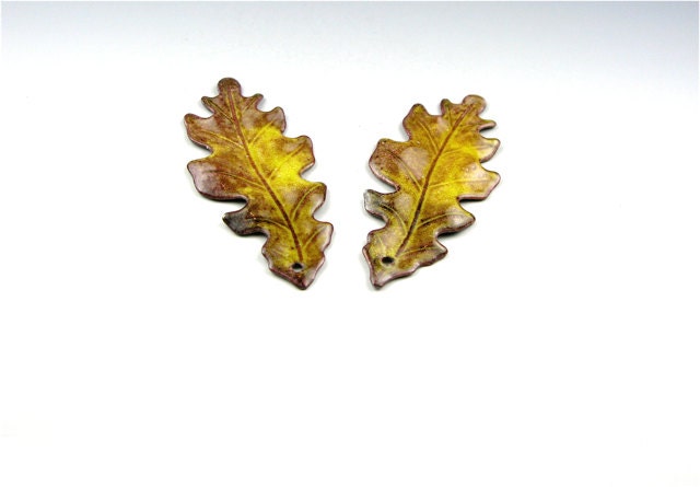 Enameled Medium Oak Leaf / Yellow Enamel/ Made to Order - Etsy