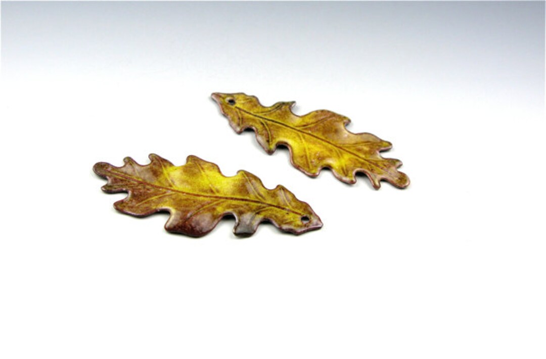 Enameled Medium Oak Leaf / Yellow Enamel/ Made to Order - Etsy