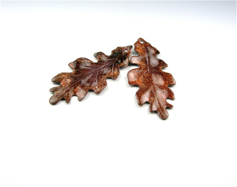 Enameled Medium Oak Leaf / Autumn Enamel/ Made to Order - Etsy