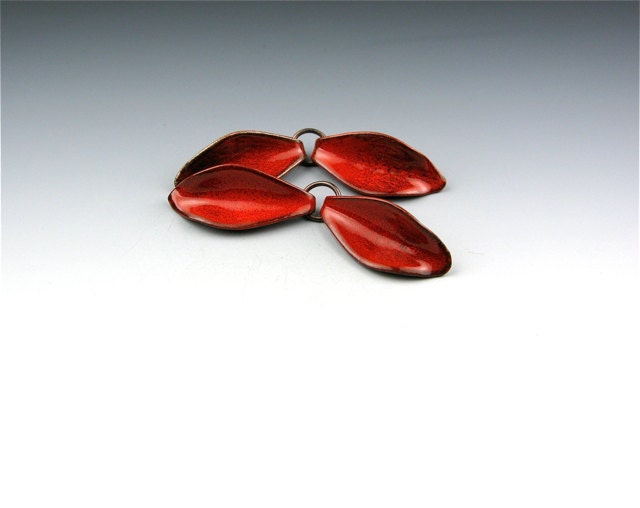 Enameled Petals / Orient Red Enamel / Made to Order - Etsy