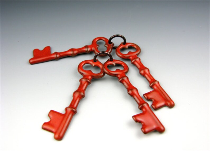 Enameled Keys / Orient Red Enamel / Made to Order - Etsy
