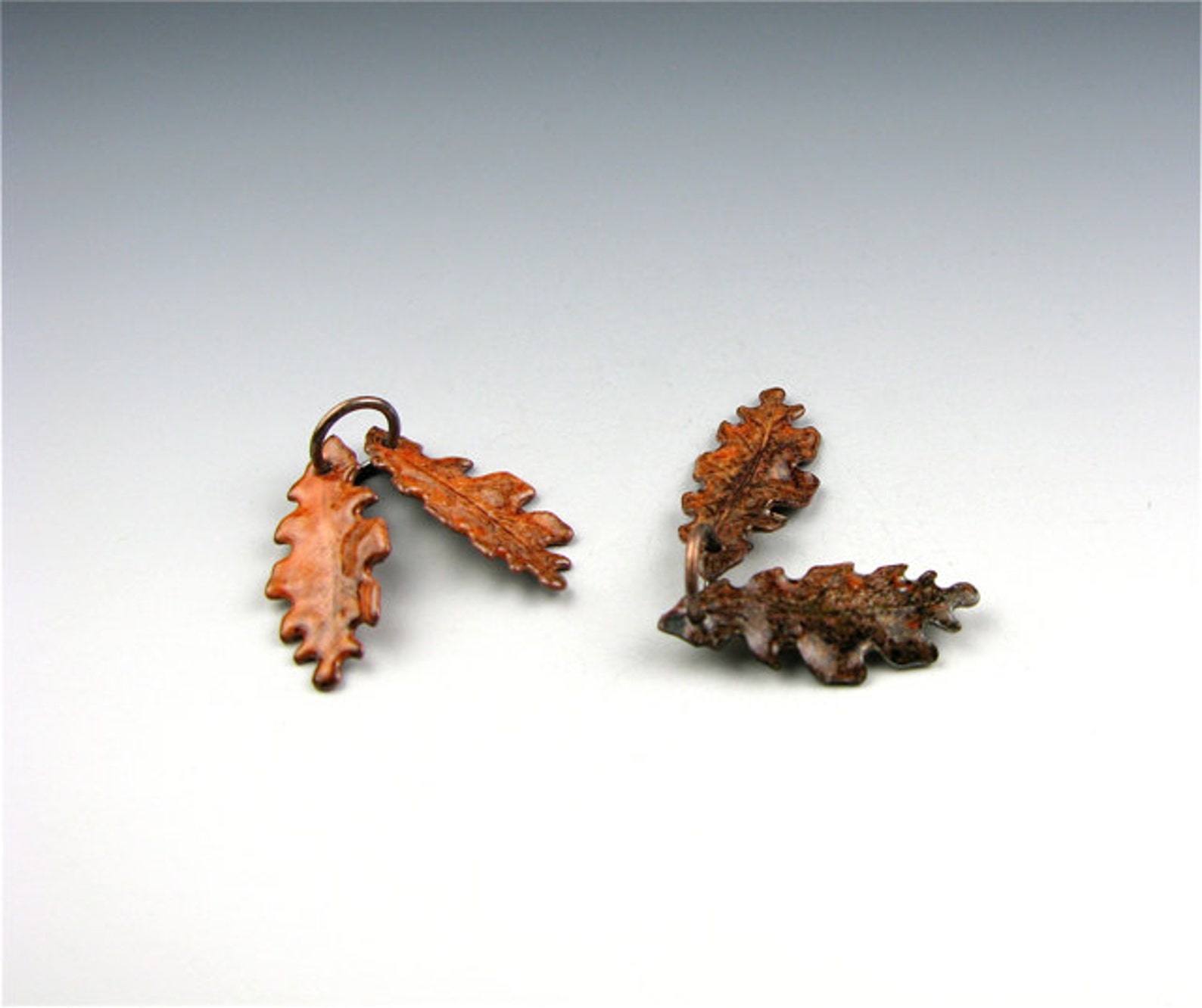 Enameled Extra Small Oak Leaf / Autumn Enamel / Made to Order - Etsy
