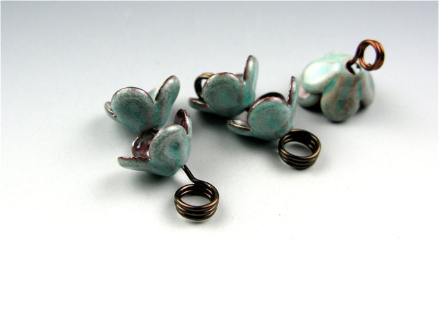 Enameled Alpine Bud Caps / Peppermint Enamel / Made to Order - Etsy