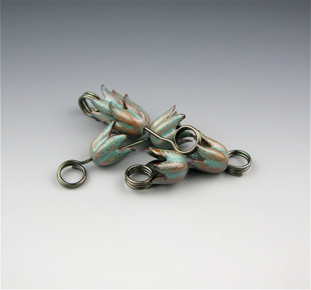 Enameled Tulip Bud Caps / Seafoam Enamel / Made to Order - Etsy