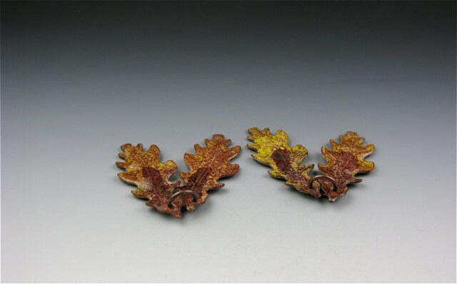 Enameled Small Oak Leaf / Yellow Enamel / Made to Order - Etsy