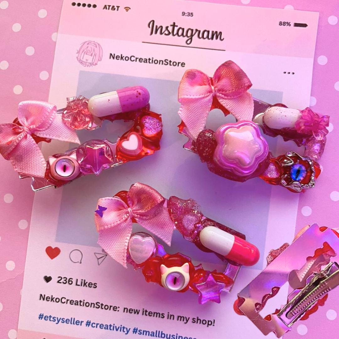 Handmade Menhera Razor Blade | Hair Clip | Guro Yami Kawaii - Etsy