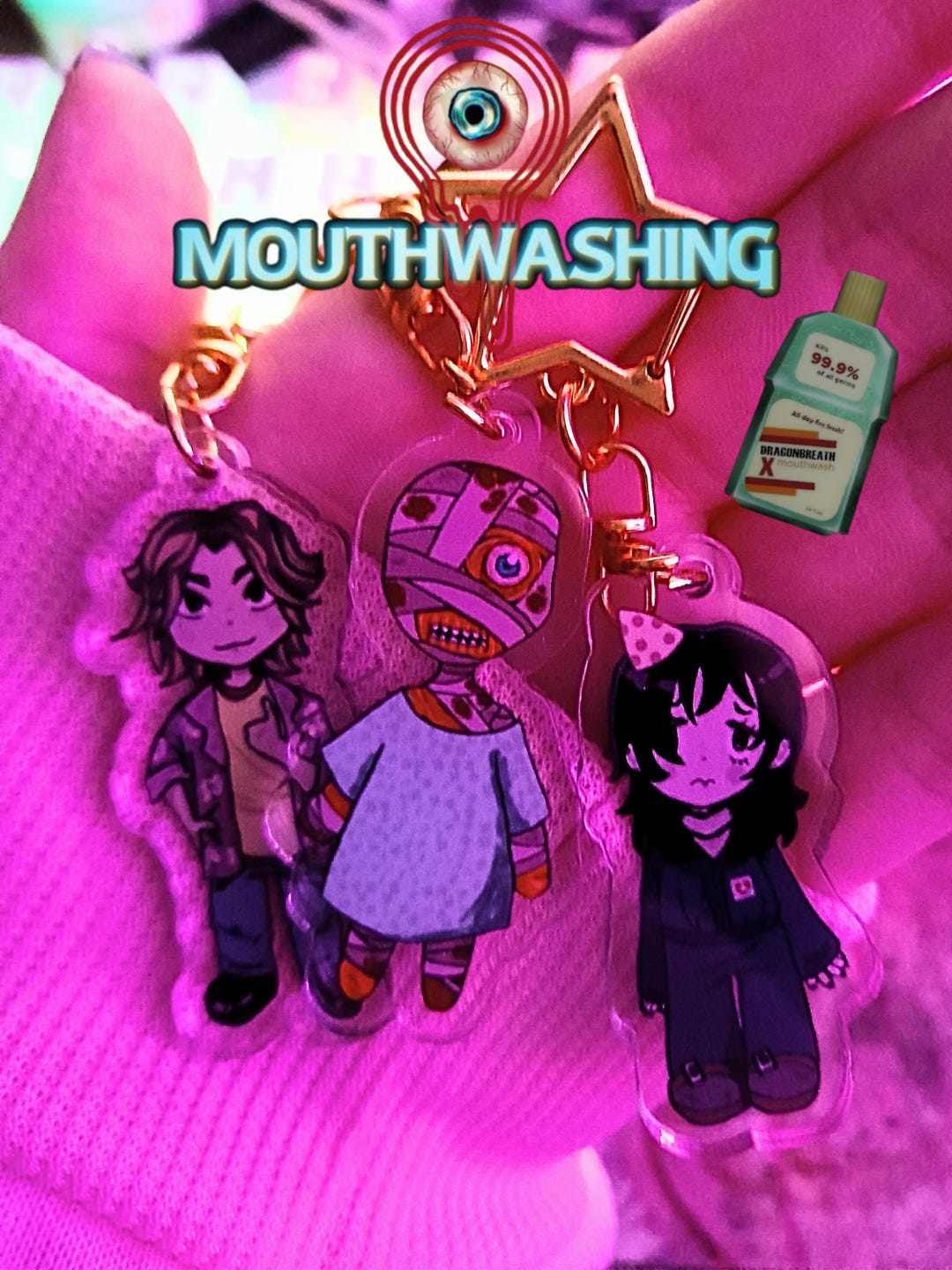 Mouthwashing Acrylic Keychain Charms | Anya | Curly | Daisuke - Etsy