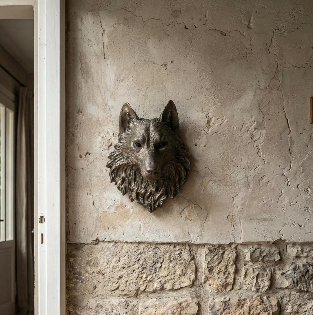Handcrafted Wolf Head Wall Sculpture, Rustic Lodge Animal Decor - Etsy