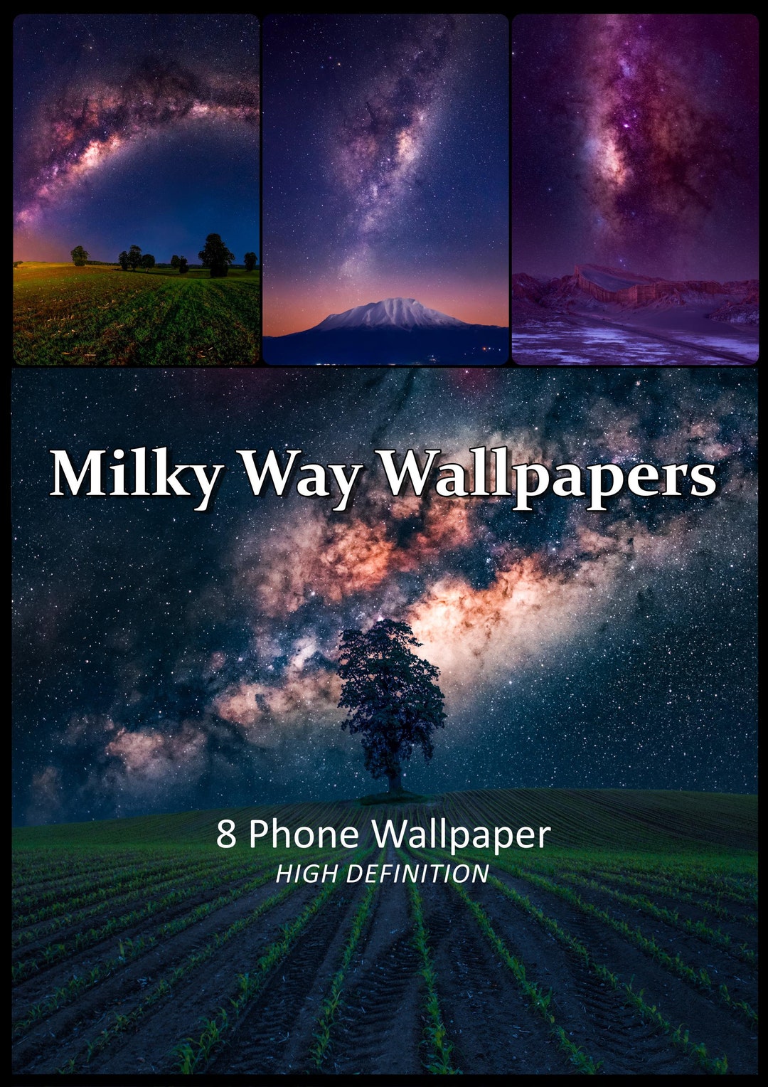 Milky Way Wallpapers for iPhone and Android Mobile Phones. Set of 8 ...