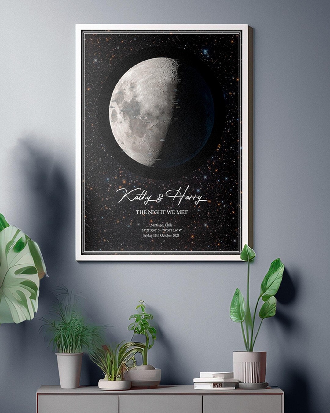 Custom Digital Print of the Moon Phases With Names of Lunar Seas and ...
