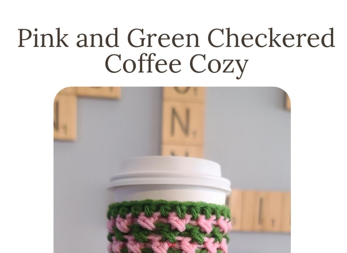 Crochet Pattern Coffee Cozy Pink & Green Christmas Coffee Cozy Beginner ...