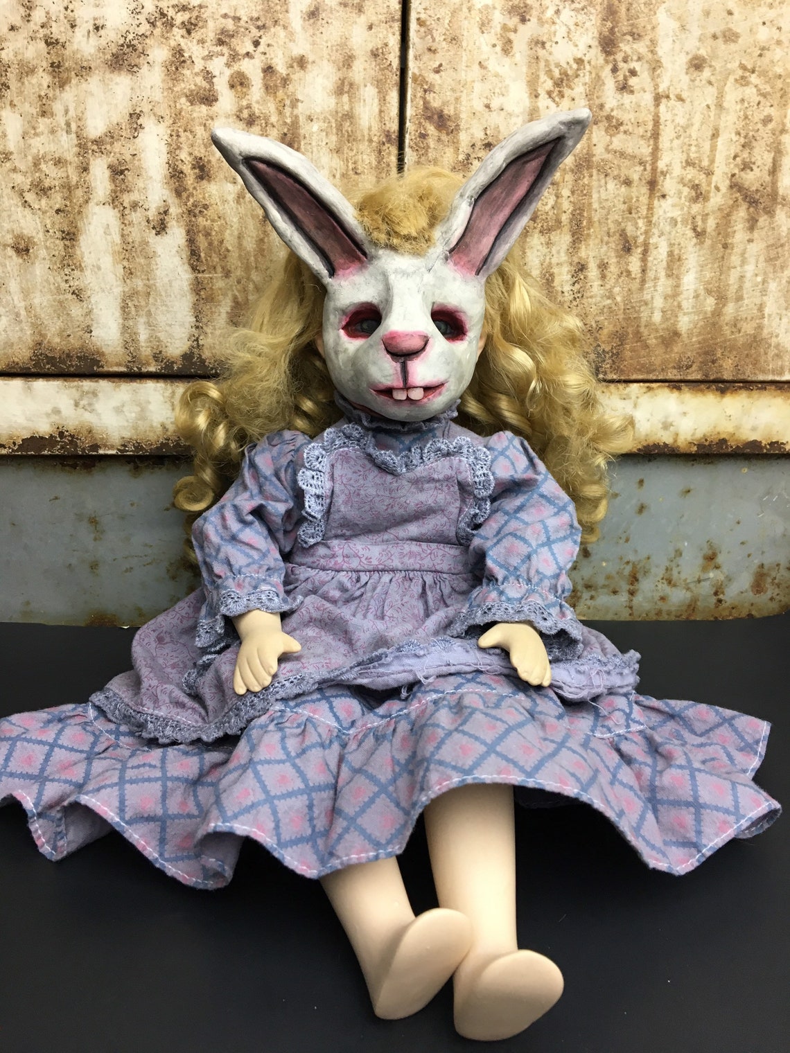 Rabbit head doll creepy weird scary horror ooak halloween | Etsy