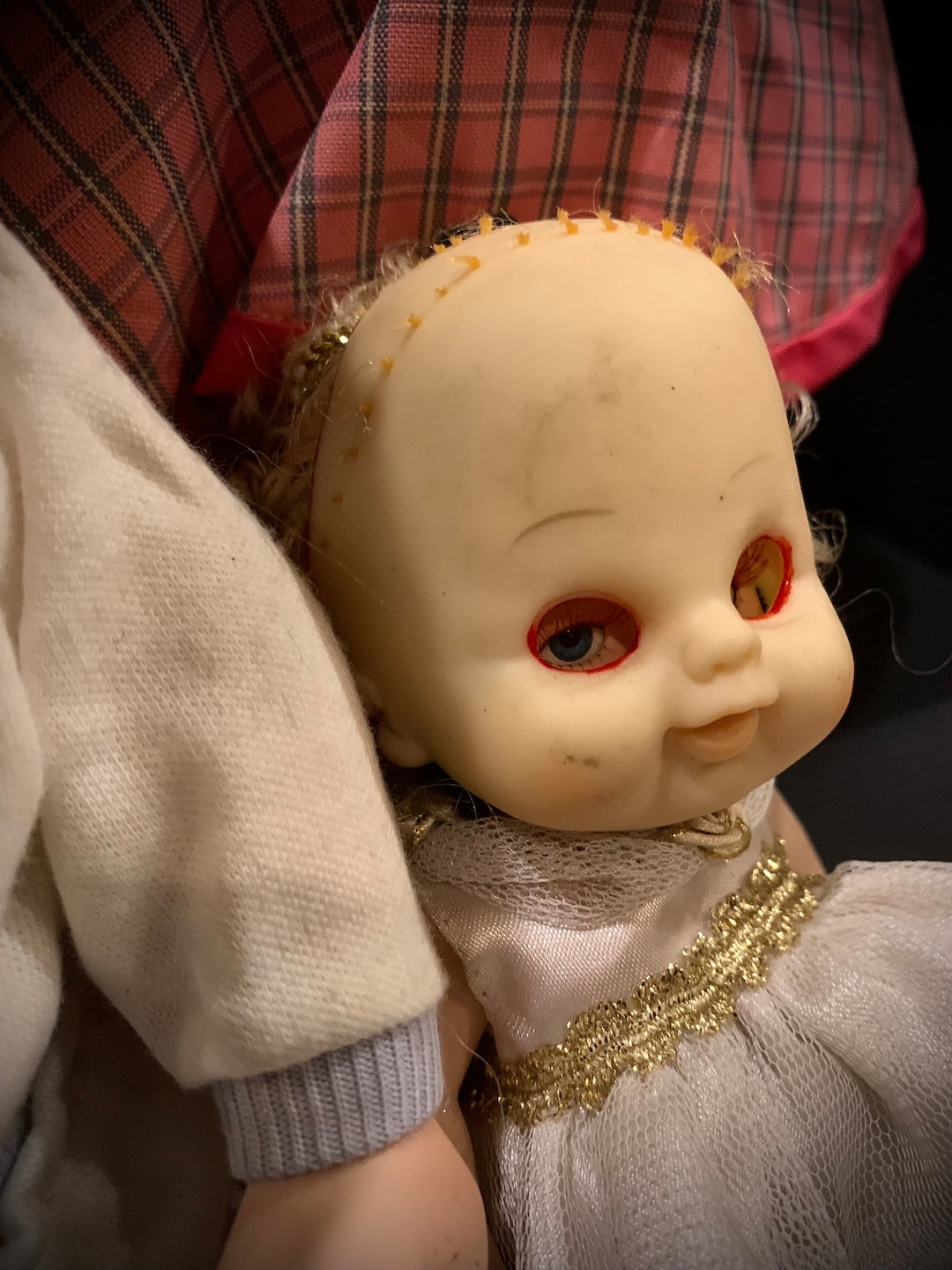 Creepy Porcelain Doll With Plastic Mask Weird Scary Horror Ooak ...