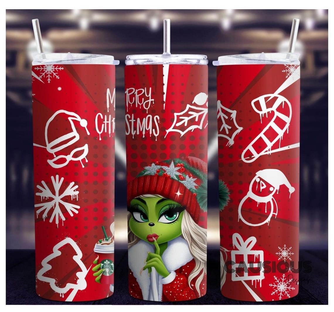 Grinch Drip PNG File. Sublimation Tumbler Wrap 20 Oz., Christmas ...