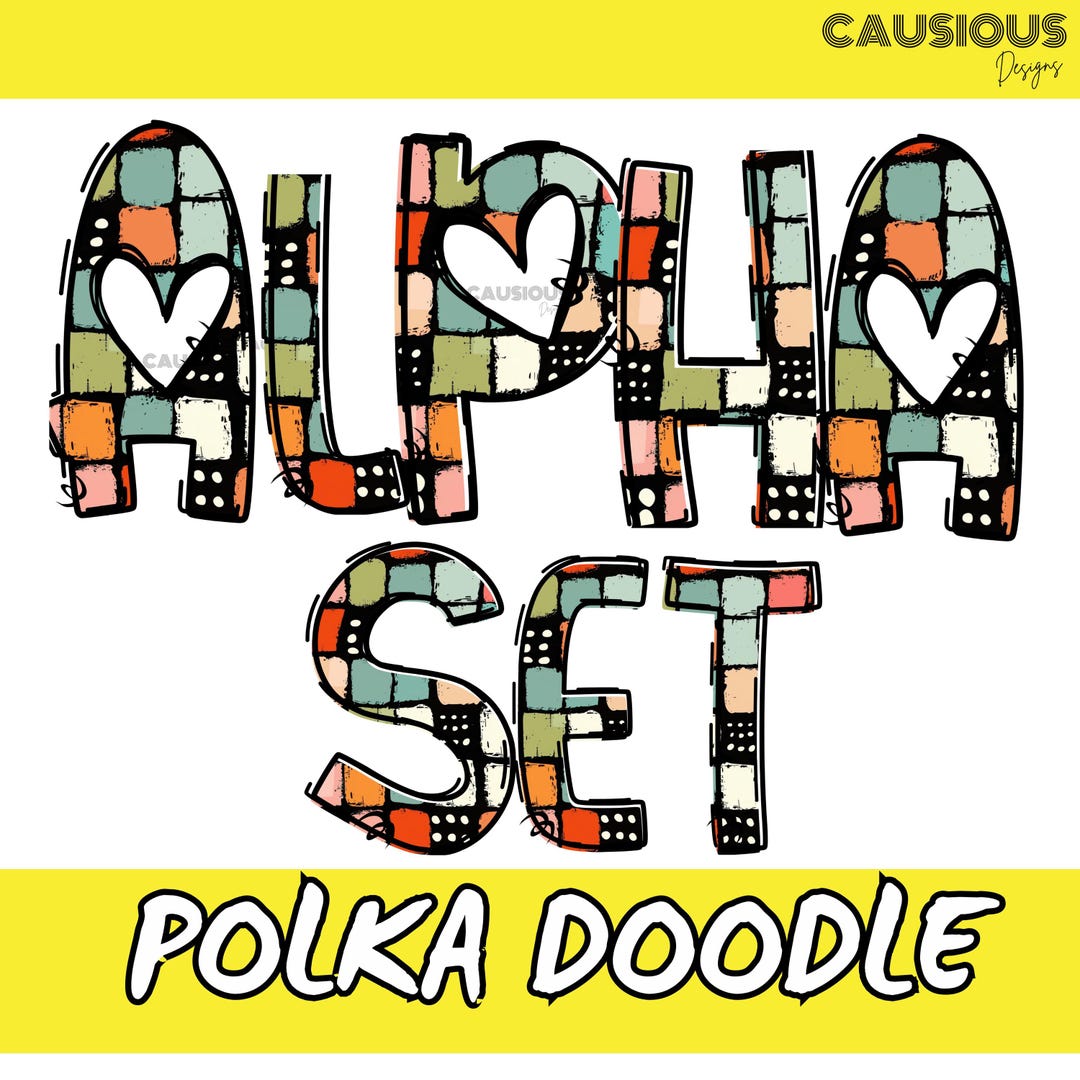 POLKA DOODLE Alpha Set Png, Alphabet Set, Polka Dots, Doodle Art ...