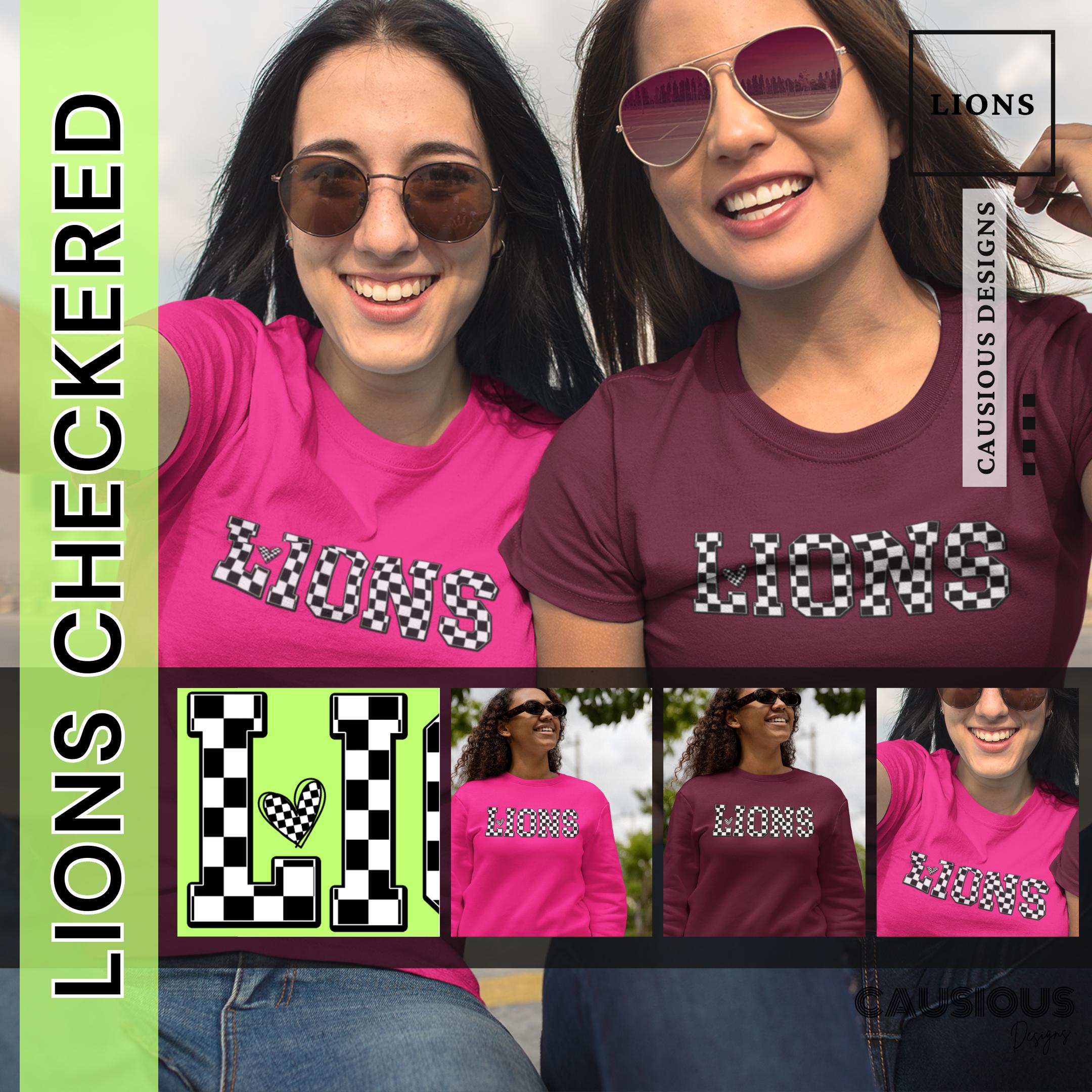 Lions Checkered PNG, DTF, Sublimation, T-shirt, School Mascot - Etsy