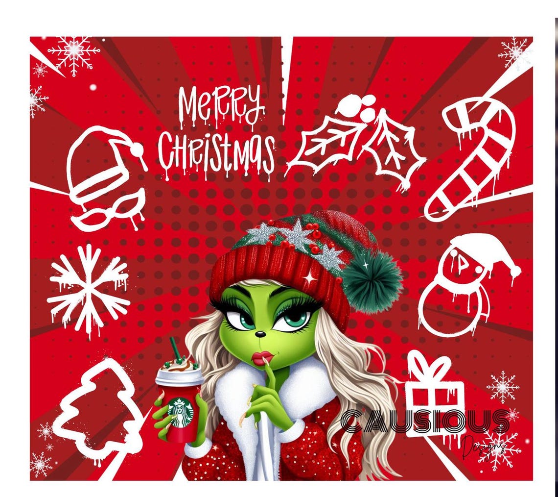 Grinch Drip PNG File. Sublimation Tumbler Wrap 20 Oz., Christmas ...