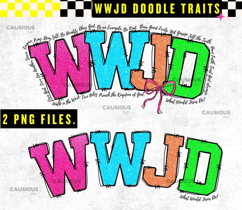 WWJD Doodle Traits Png, 2 Png Files, What Would Jesus Do, Jesus Names ...
