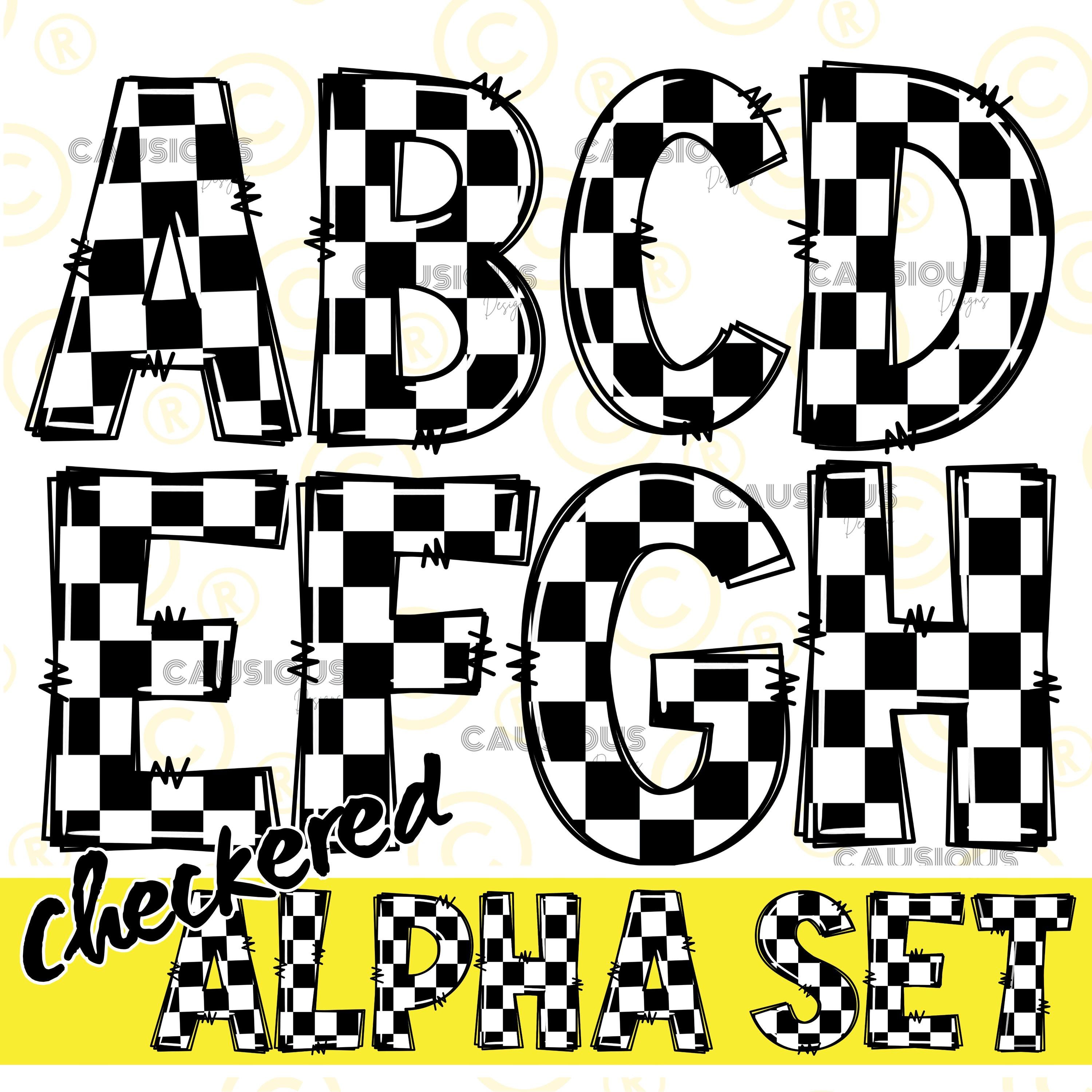 Checkered Alpha Doodle Png, Alphabet Set, Doodle Art, Doodle, Checkered ...
