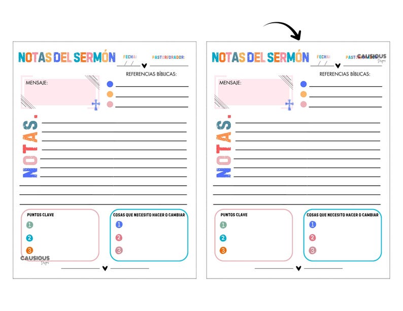 Spanish Sermon Notes Printable – Digital Download - Etsy