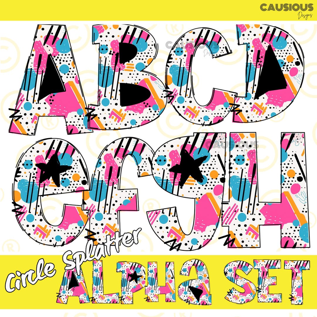 Circle Splatter Alpha Set Png, Alphabet Set, Doodle Art, Letters ...