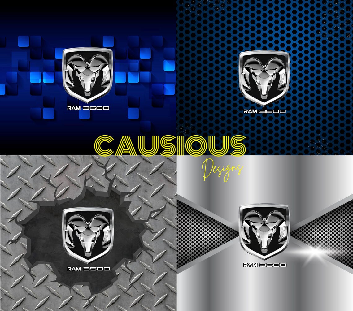 RAM 3500 Tumbler Sublimation Wrap: Chrome & Blue (PNG Digital Download ...