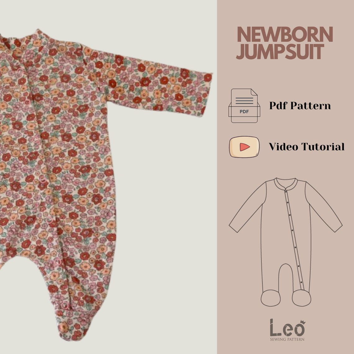 Baby Jumpsuit Sewing Pattern: Snap Long Sleeve (PDF Pattern) - Etsy