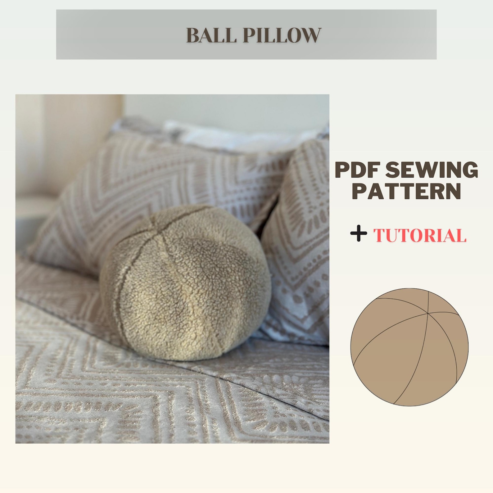 Ball Pillow PDF Sewing Pattern: Home Decor Project (instant Download ...