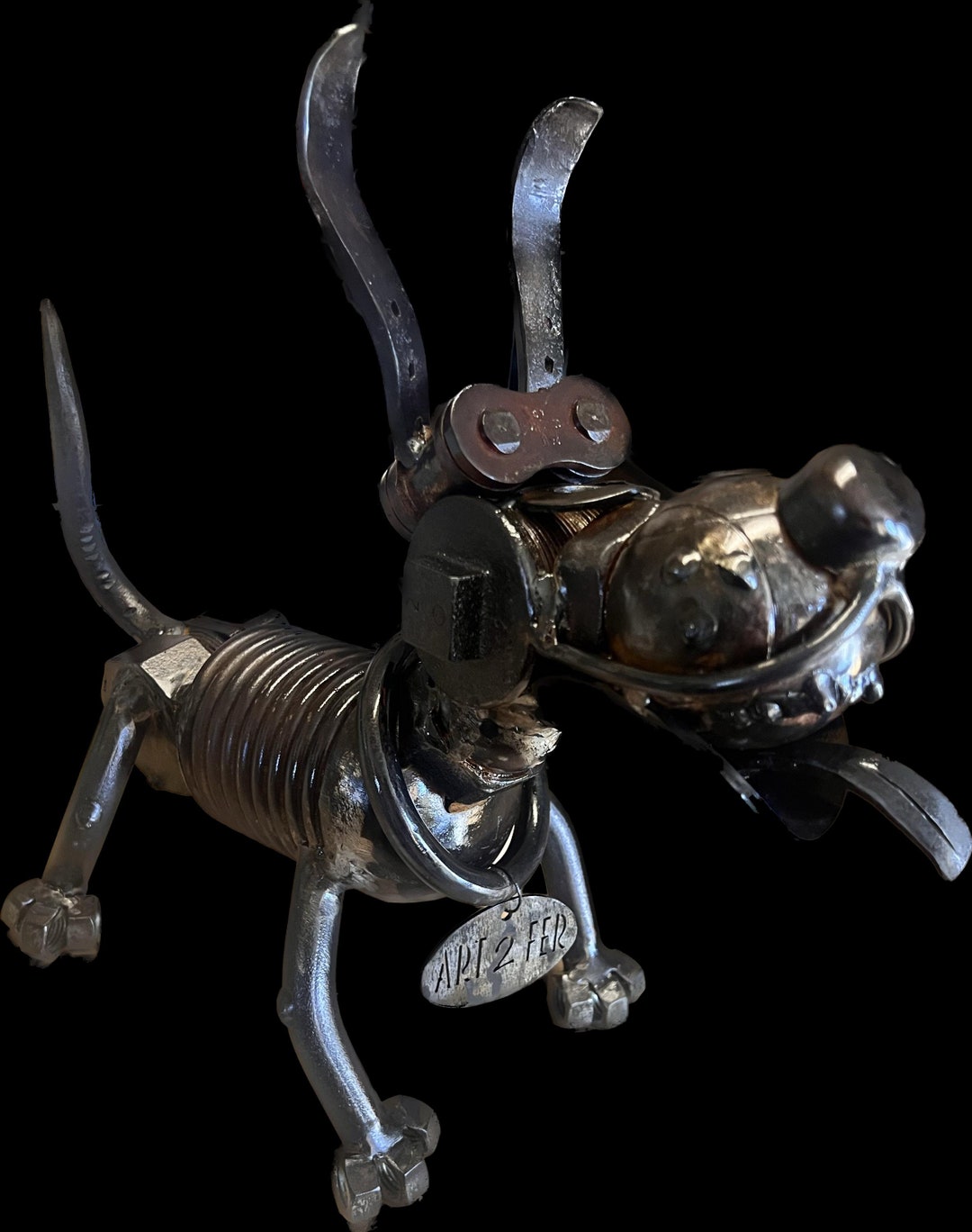 Dog Cartoon Sculpture Recycled Metal Art2fer Art Recup Arts Deco Animal ...
