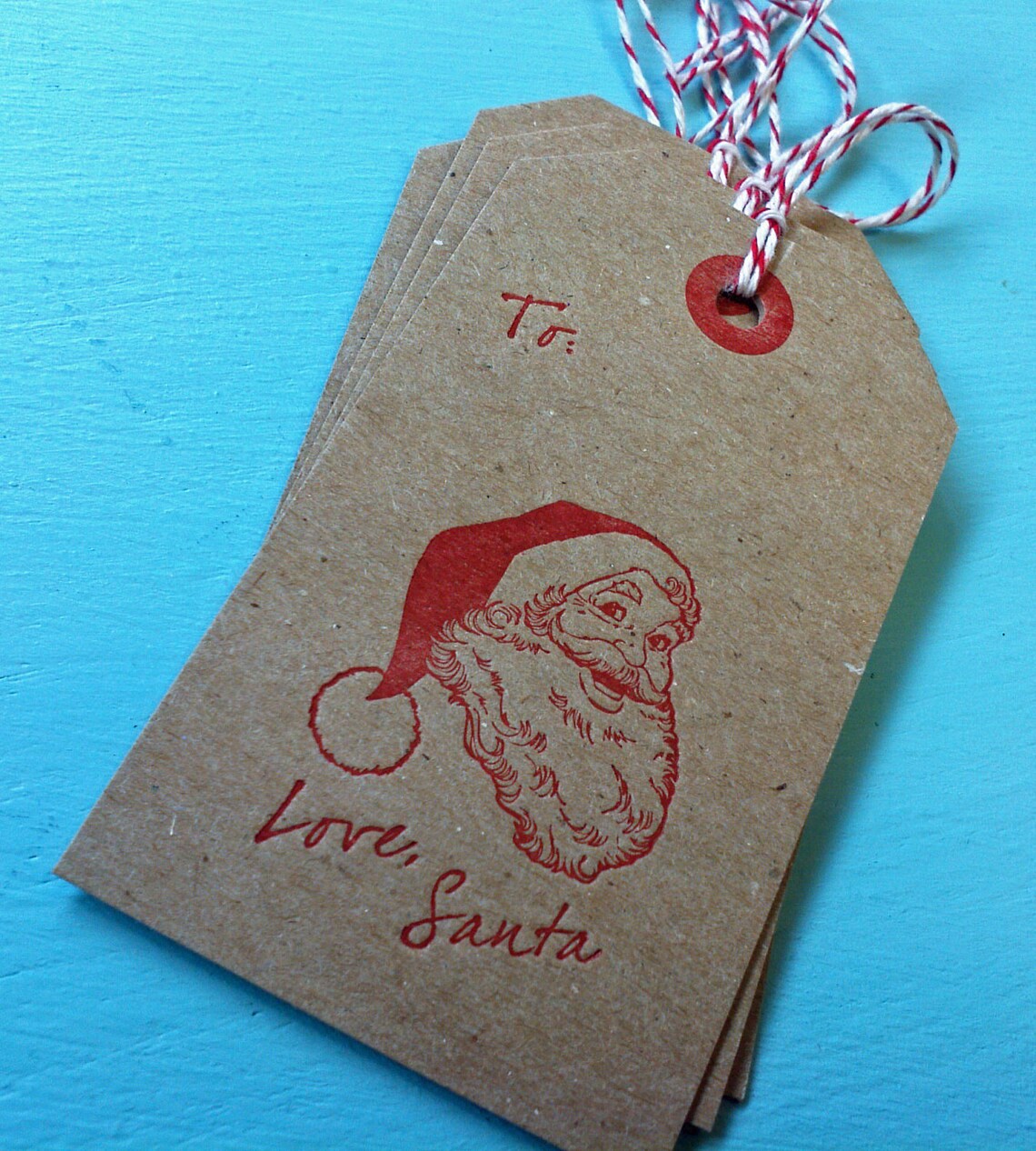 Love Santa Letterpress Gift Tags Pack of 4 | Etsy