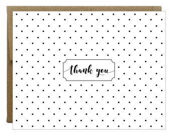 Printable Thank You Card Retro Black Polka Dot Thank You Card Digital ...