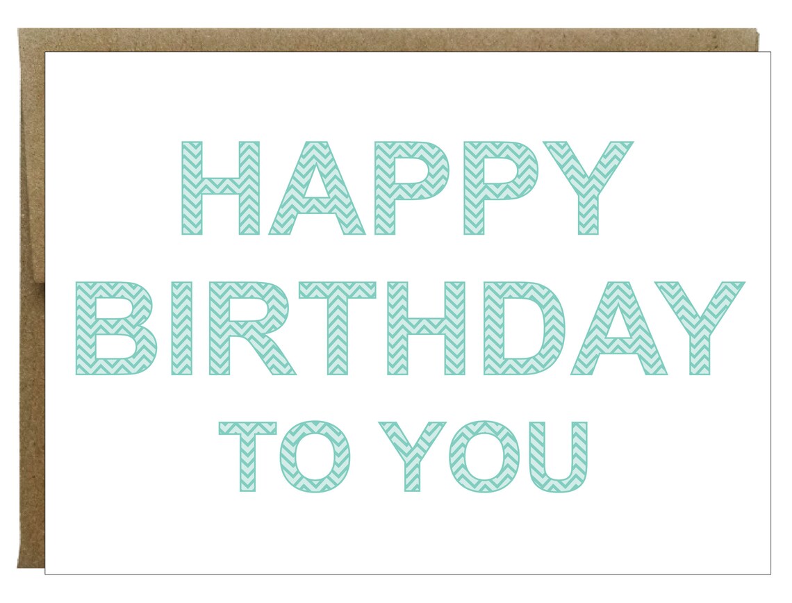 Happy Birthday to You Chevron Patterned Greeting Card in - Etsy