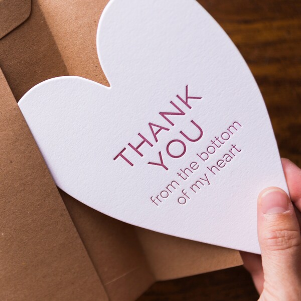Heart Shaped Thank You Card - Etsy