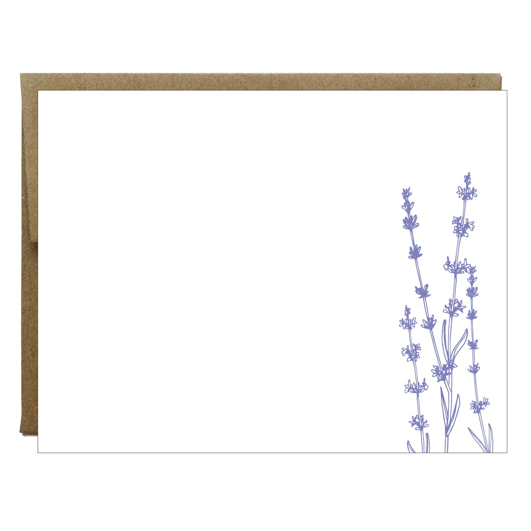 Lavender Letterpress Stationery Note Card - Etsy