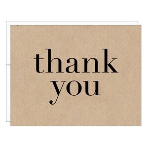 Modern Thank You Black on Kraft Greeting Card - Etsy