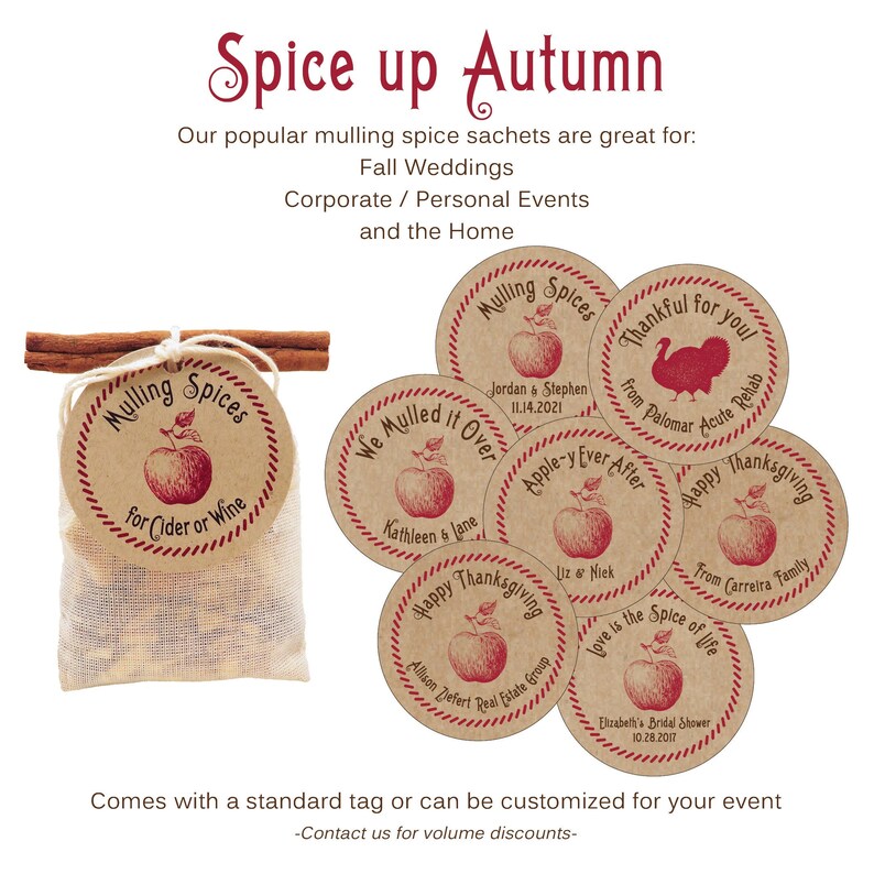 Mulling Spices Set of 5 | Fall Wedding Colors Gift for Guests - Etsy