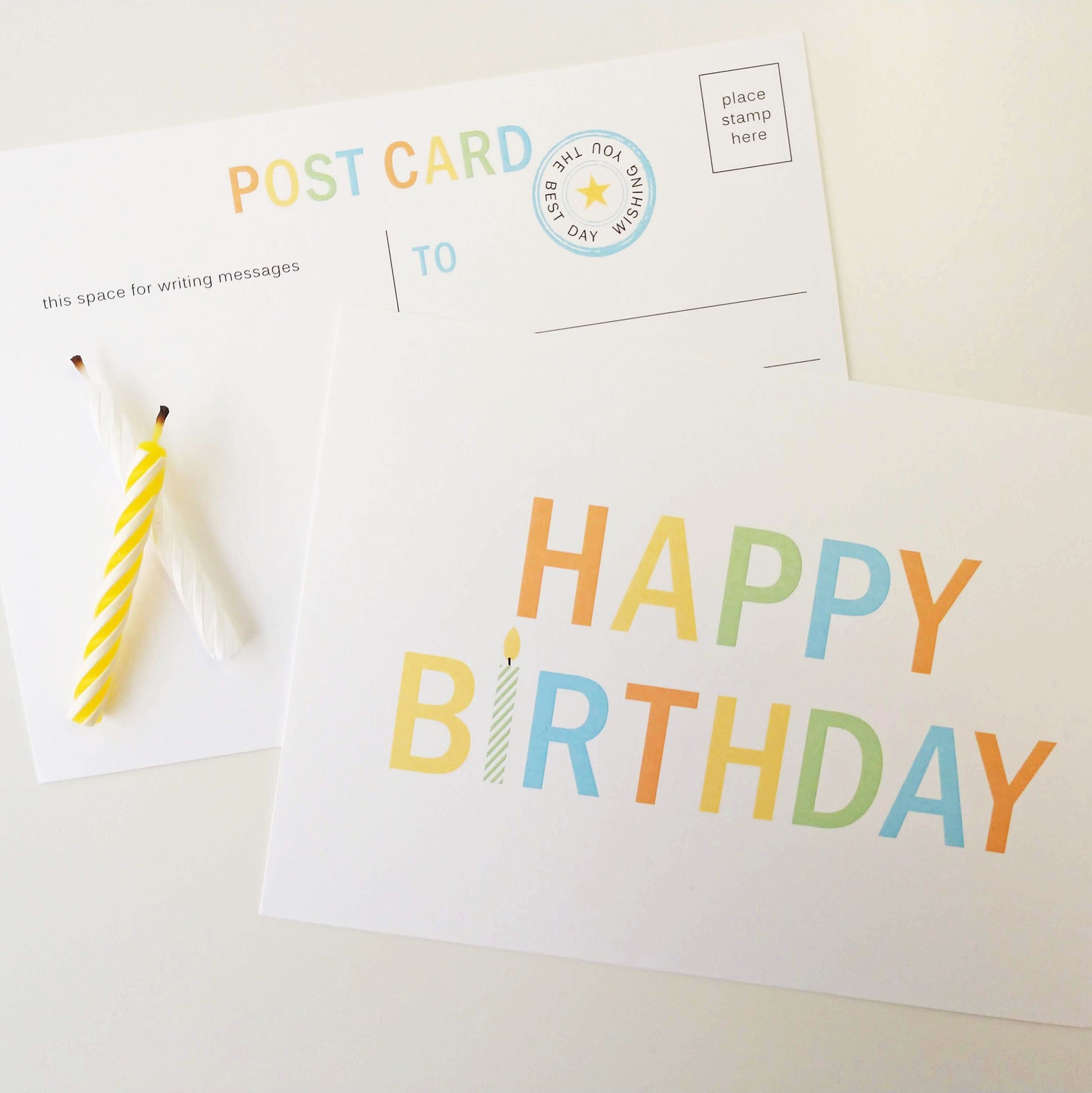 Happy Birthday Candle Postcards Pack of 10 - Etsy