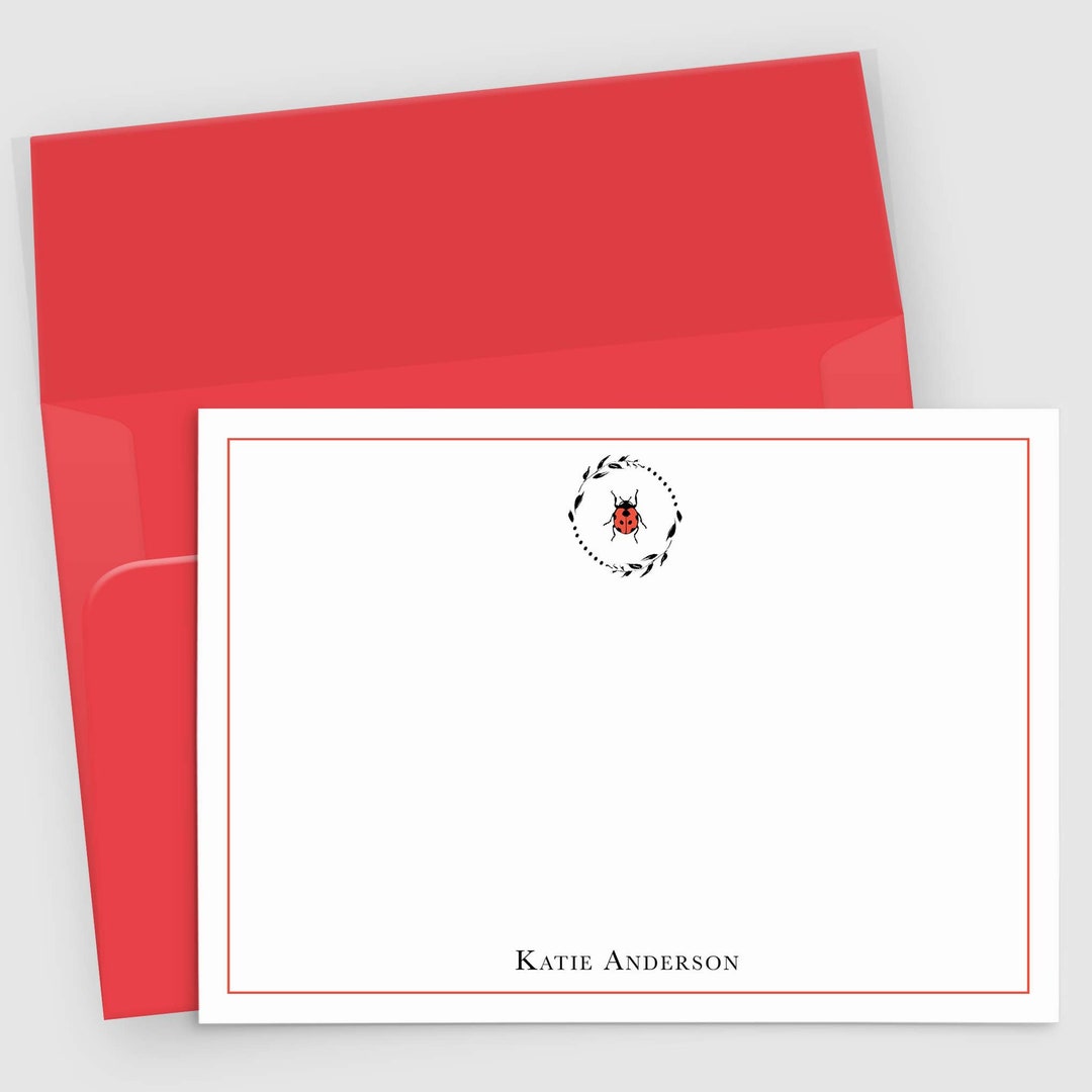 Personalized Ladybug Note Card Set: Custom Stationery for Girls - Etsy