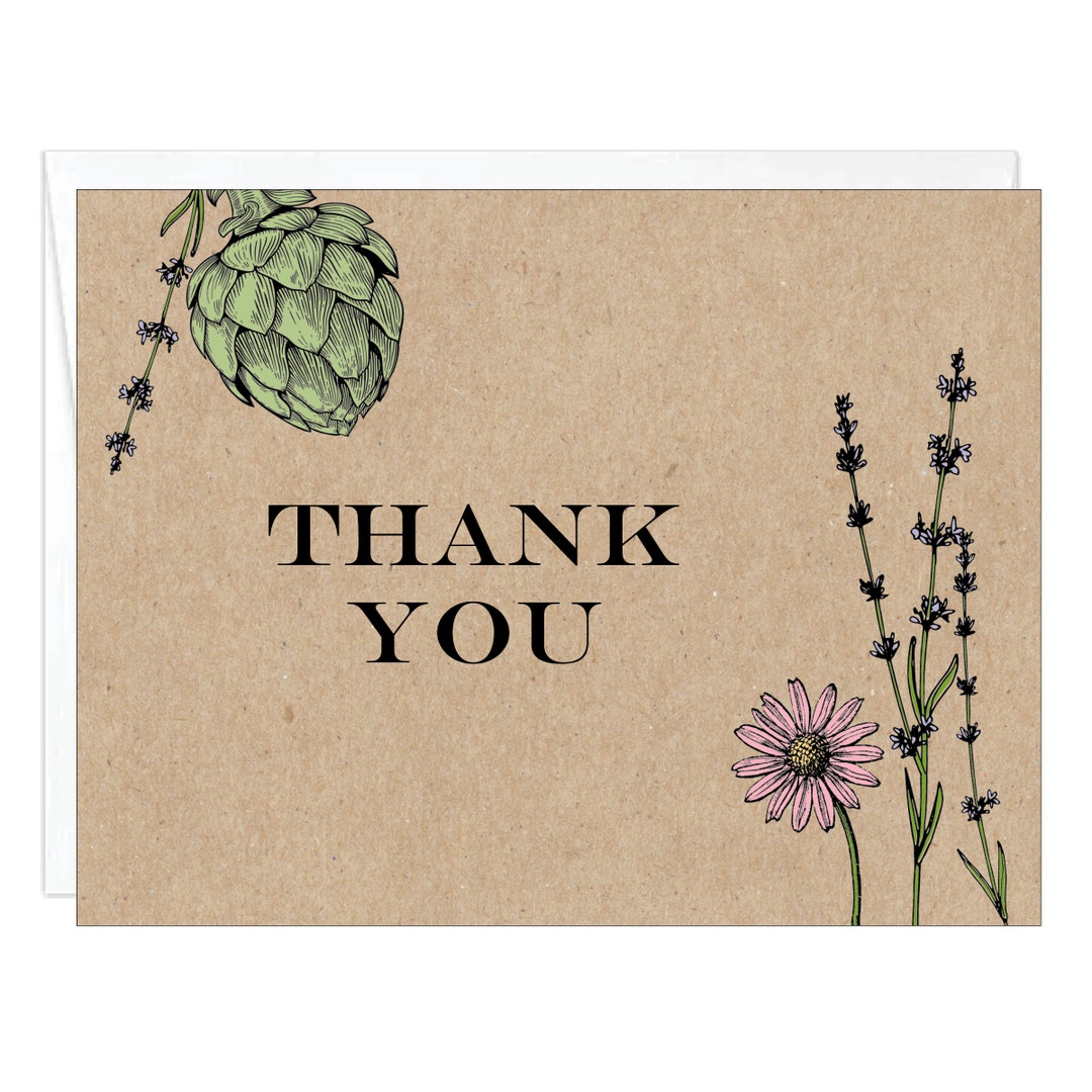 Botanical Thank You Greeting Card - Etsy